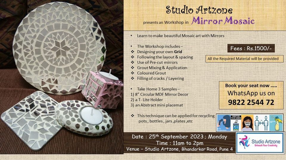 Mirror Mosaic Workshop, Studio Artzone, Pune, 25 September 2023 ...