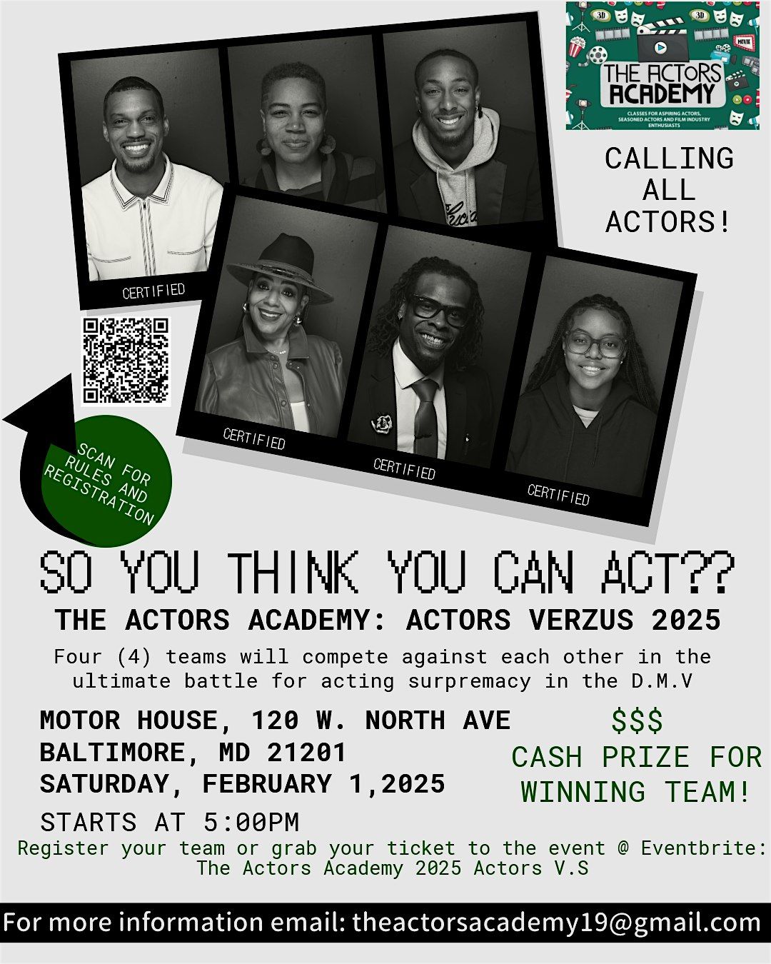 The Actors Academy 2025 Actors V.S, Motor House, Baltimore, 1 February ...
