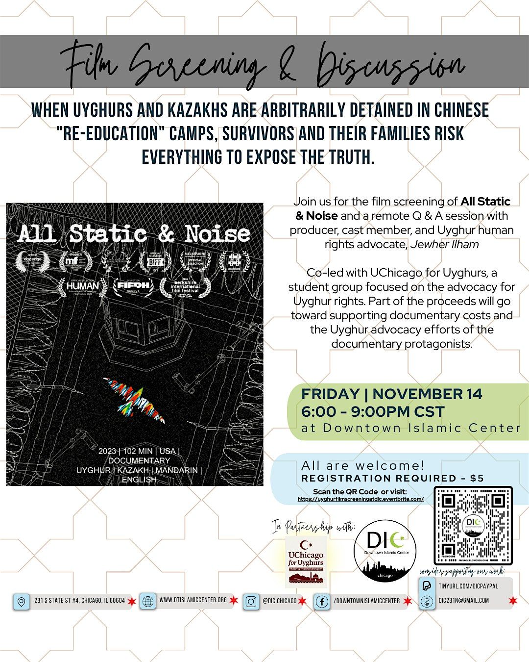 DIC Presents: Uyghur Film Screening + Discussion, Downtown Islamic ...