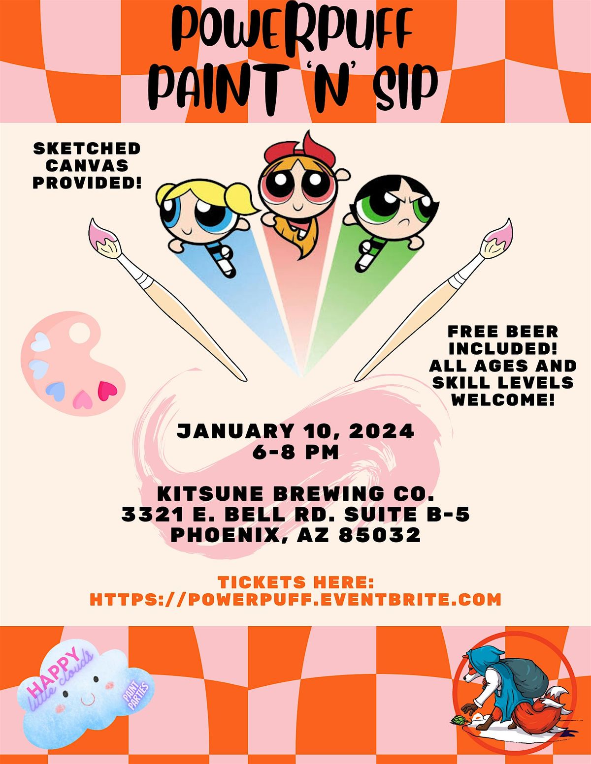 Powerpuff Paint and Sip at Kitsune Brewing Co., Kitsune Brewing Company ...