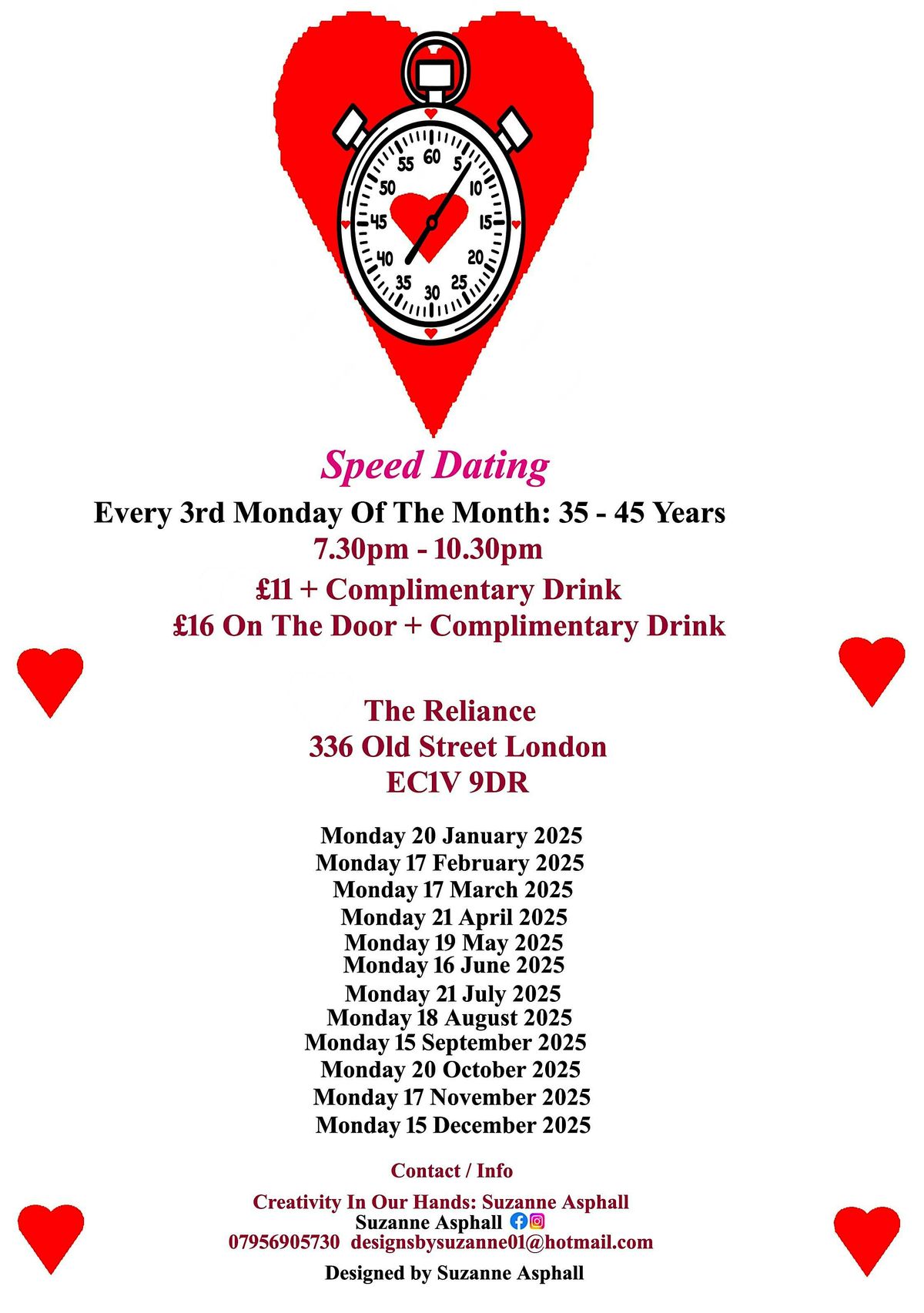 Speed Dating. Every 3rd Monday of the month: 35 – 45 years., The ...
