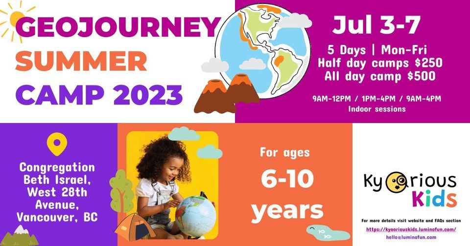 GeoJourney Summer Camp 2023, Vancouver, Canada, 3 July to 7 July ...