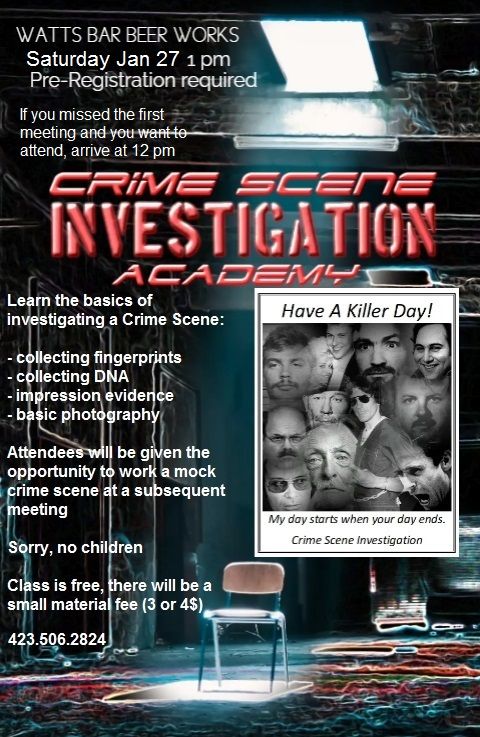 Crime Scene Academy, Watts Bar Beer Works, Spring City, 27 January 2024 ...