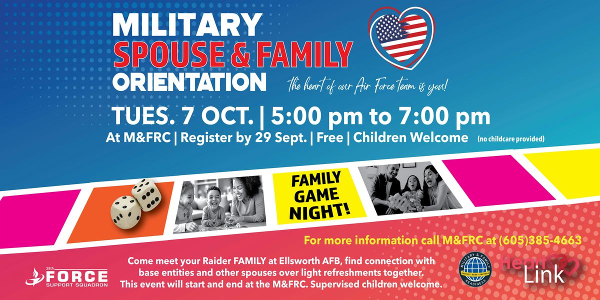 MFRC Spouse and Family Orientation - Game Night, Military & Family ...