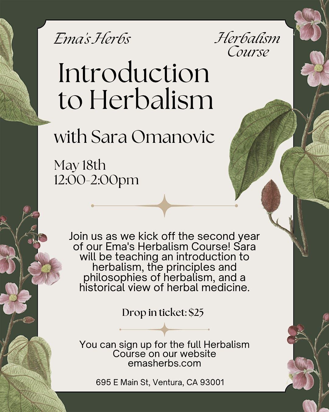 Introduction to Herbalism with Sara Omanovic, 695 E Main St, Ventura ...