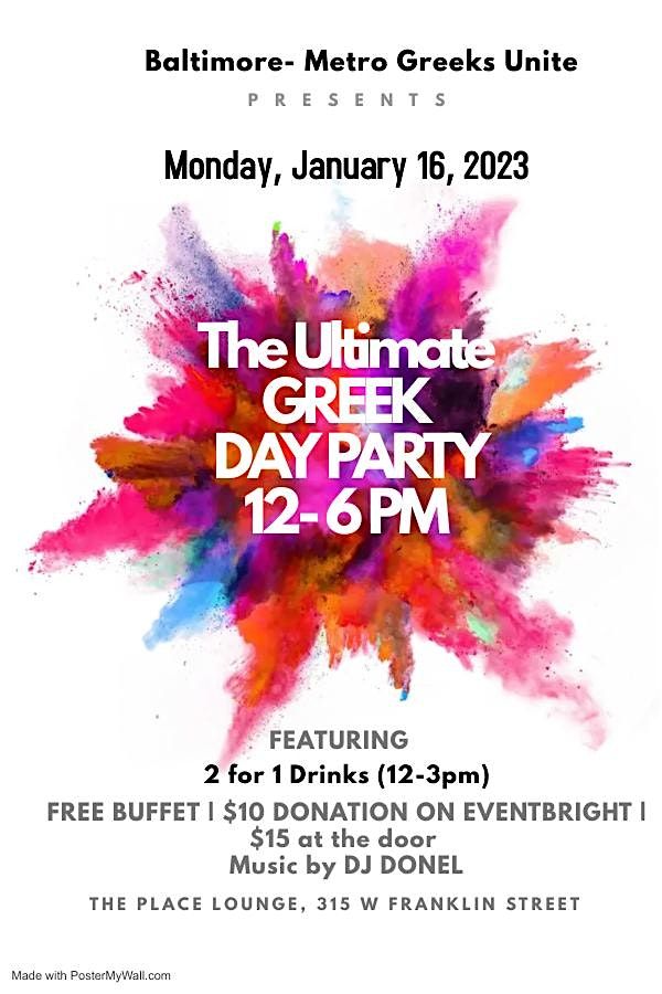 The Ultimate Greek Day Party, 315 W Franklin St, Baltimore, 22 March ...