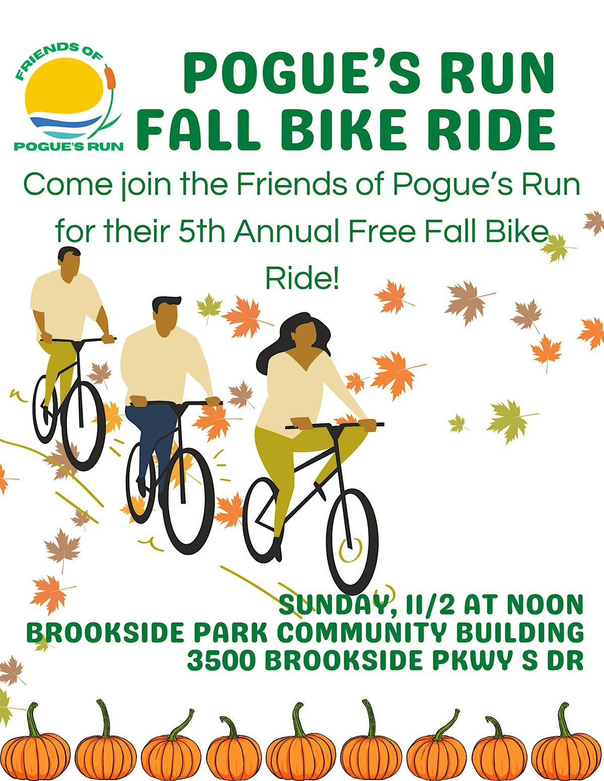 Pogues Run Free Fall Bike Ride, 3500 Brookside Pkwy S Dr, Indianapolis ...