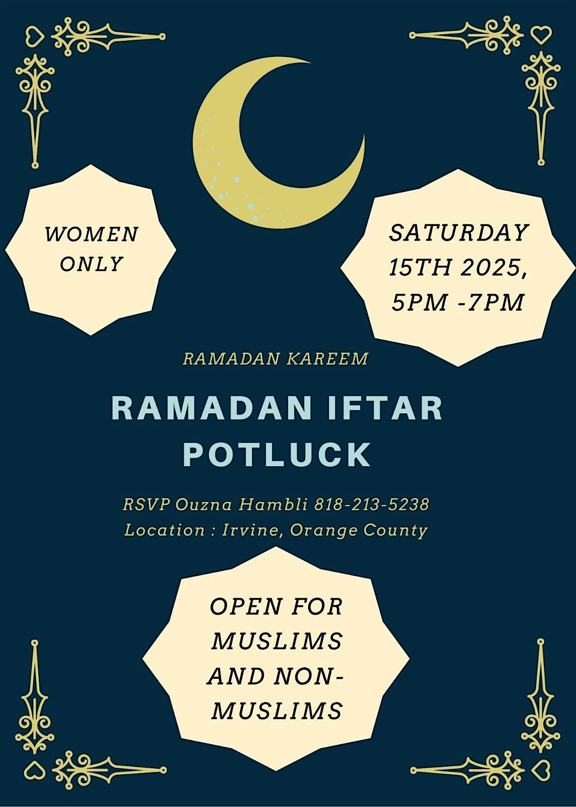 RAMADAN IFTAR POTLUCK, Irvine, 15 March 2025 | AllEvents