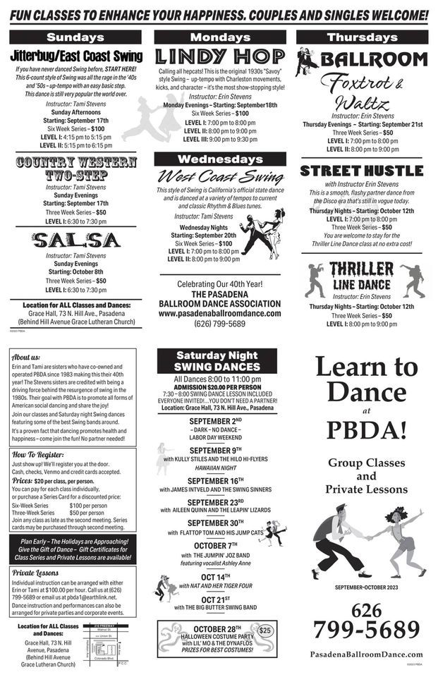 PBDAs Next Series of Classes Starts THE WEEK OF SEPTEMBER 17th! Lots of ...