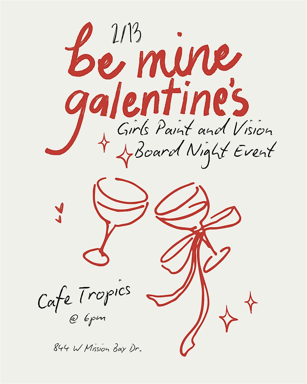 Galentine’s Paint & Vision Board Event, Café Tropics, San Diego, 13 ...