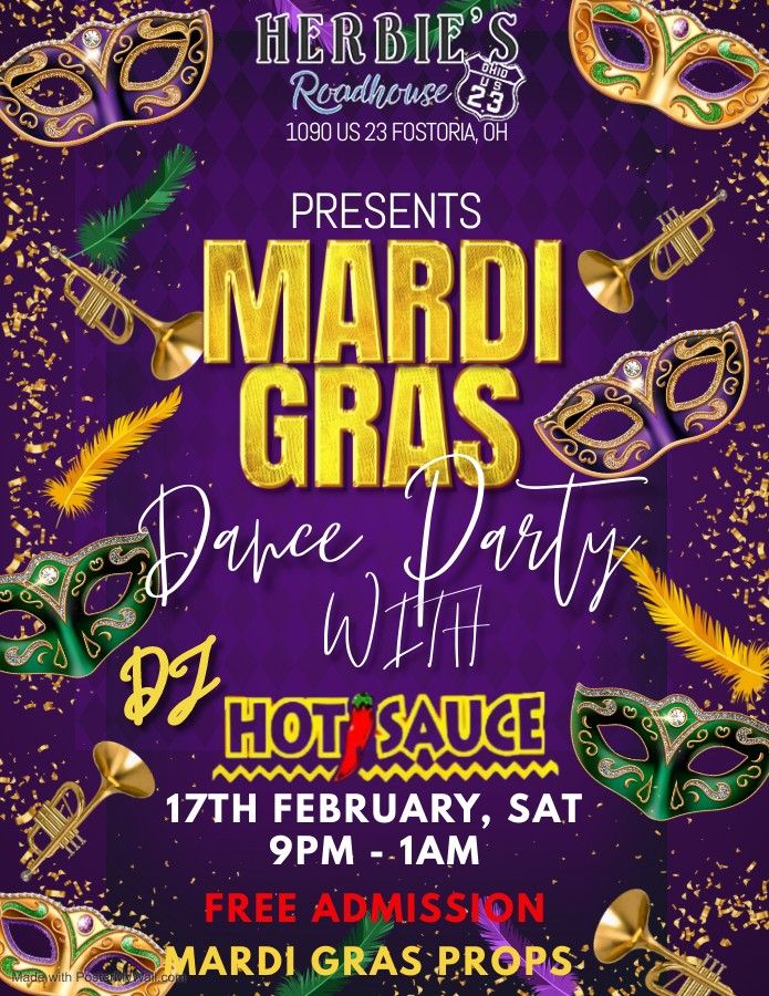 Mardi Gras Dance Party With Dj Hot Sauce Herbies Roadhouse Fostoria February 17 To February