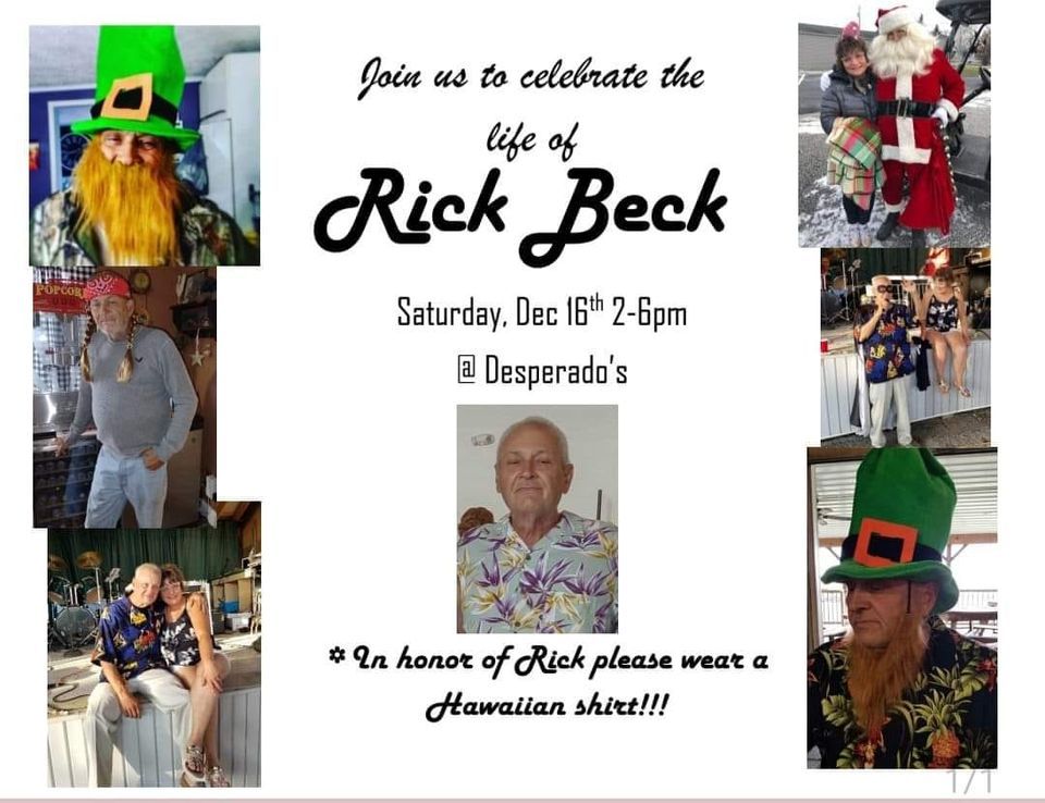 Rick Beck Memorial , Desperados Bar & Grill, Huntsville, 16 December ...