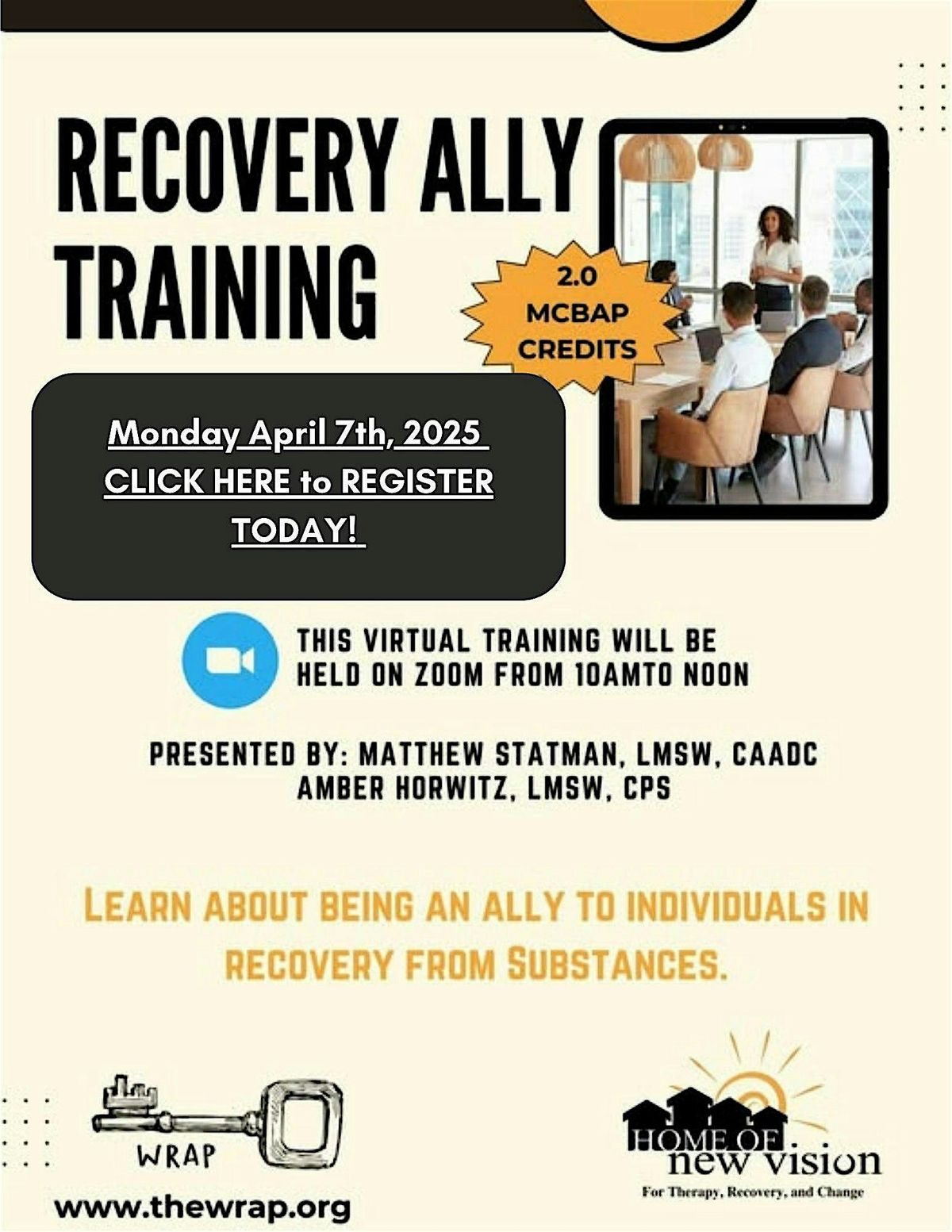 RECOVERY ALLY TRAINING, April 7 2025 | Online Event | AllEvents