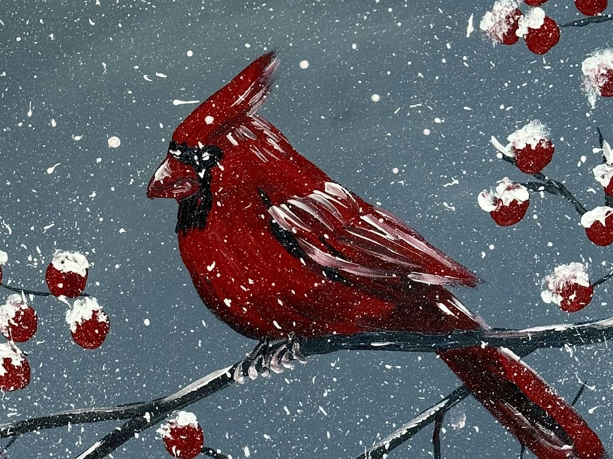 Winter Cardinal Paint Night with Artist Yuliia Derkach!, Munka Studio ...