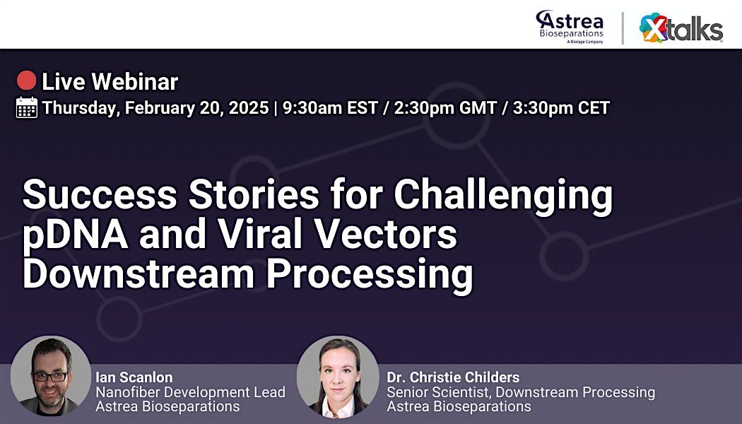 Success Stories for Challenging pDNA & Viral Vectors Downstream Processing, February 20 2025 ...