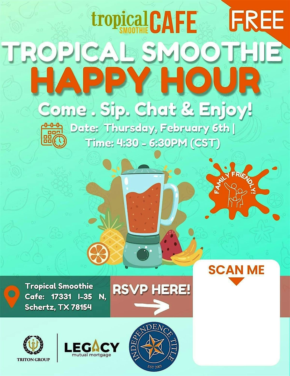 February Tropical Smoothie Happy Hour!, Tropical Smoothie Cafe, Schertz, 6 February 2025 | AllEvents