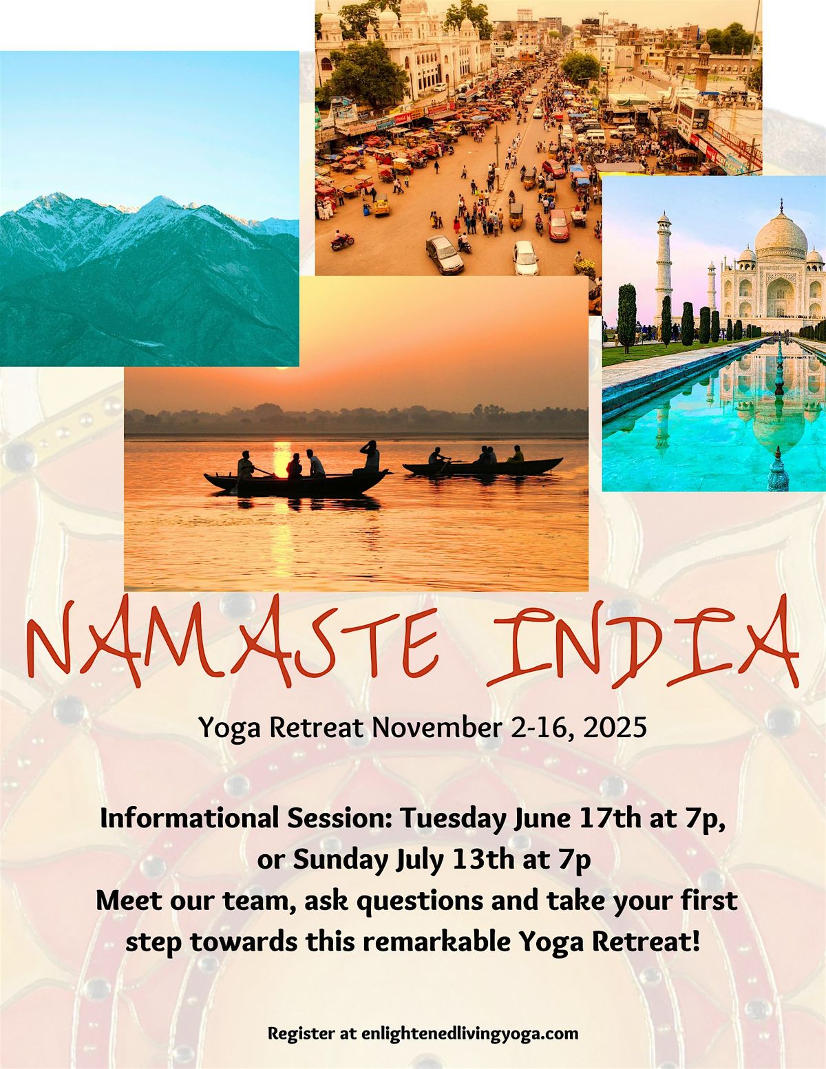 Namaste India Retreat 2025, Enlightened Living Center, Burlington, 2 ...