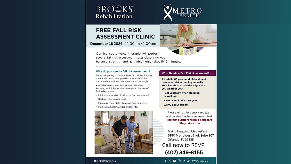 Free Fall Risk Assessment Clinic with Brooks Rehabilitation at Metro ...