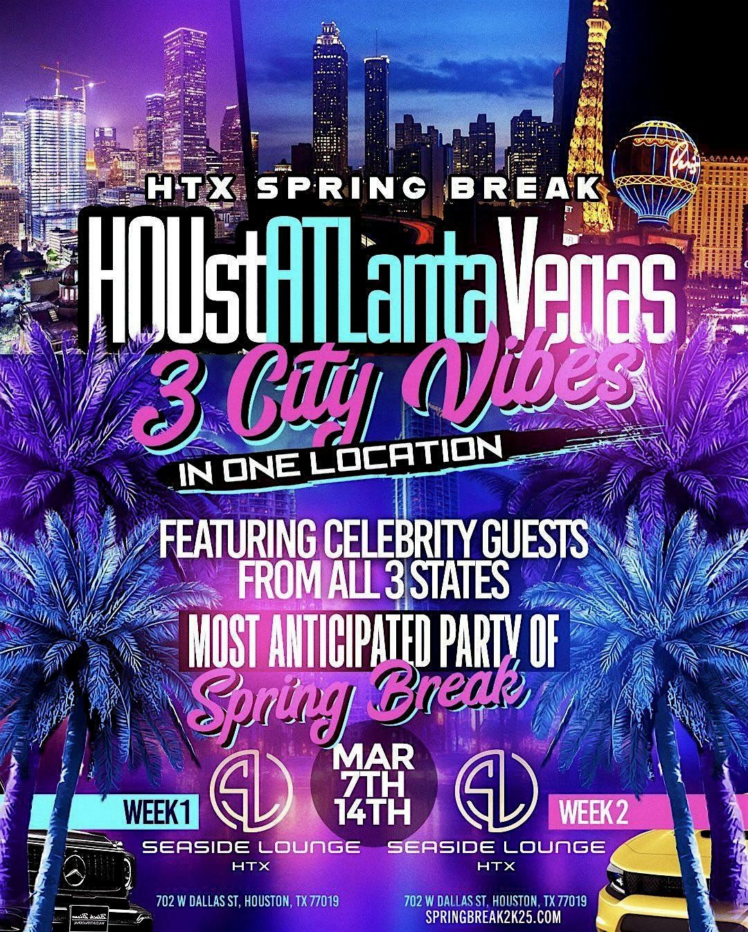 HoustAtlantaVegas x Houston Spring Break 2025, Seaside Rooftop, Houston ...