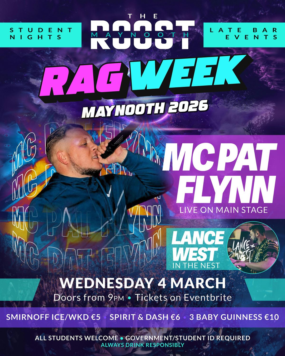 RAG WEEK Wednesday Mc Pat Flynn Live at The Roost Maynooth – 4th March ...