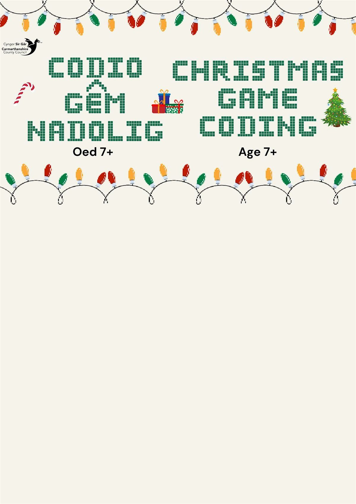 Codio Gêm Nadolig (Oed 7+) / Christmas Game Coding (Age 7+), Carmarthen ...