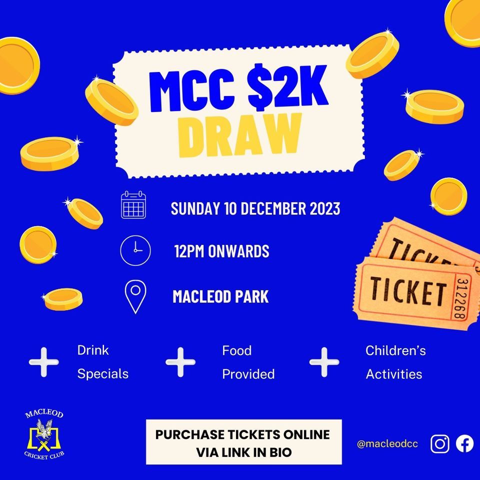 Macleod Cricket Club $2000 Super Draw, Macleod Cricket Club, Diamond ...