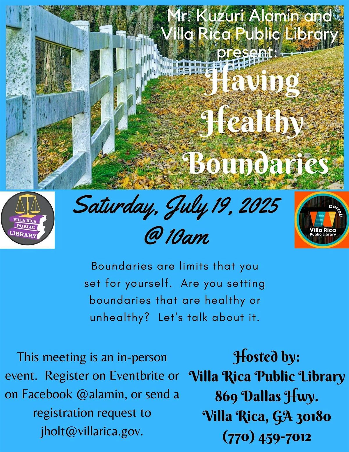 Having Healthy Boundaries, Villa Rica Public Library, 19 July 2025 ...