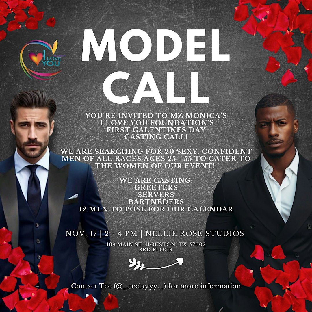 Galentines Day: Male Model Call, 108 Main St, Houston, 17 November 2024 ...