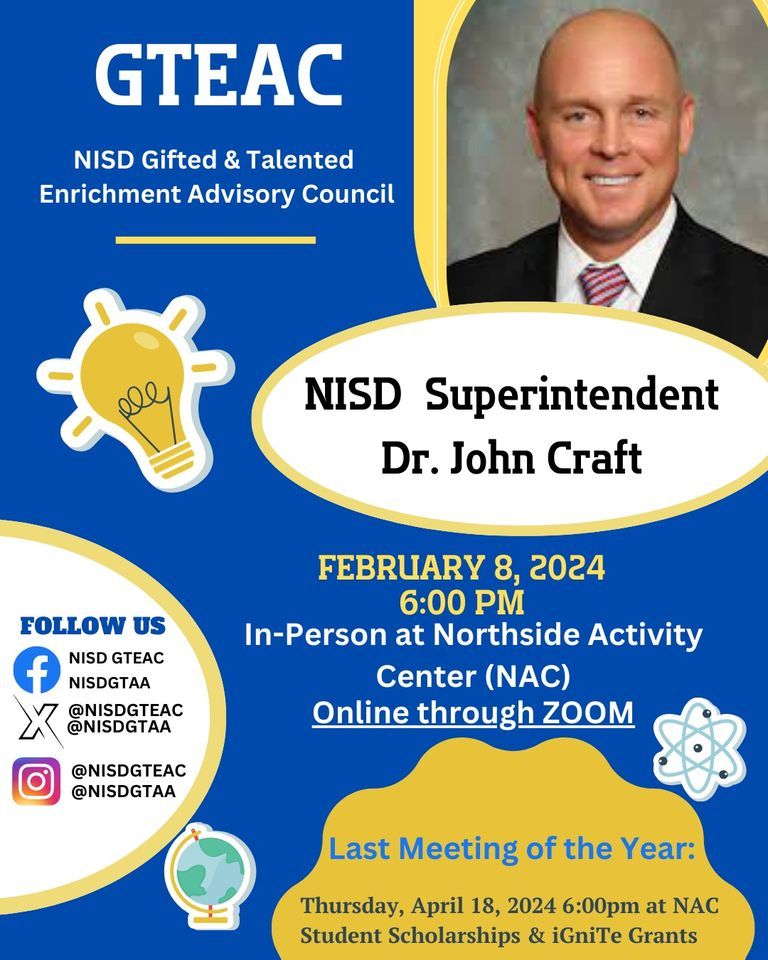 GTEAC Parent Meeting with Dr. Craft, Northside Activity Center, San ...