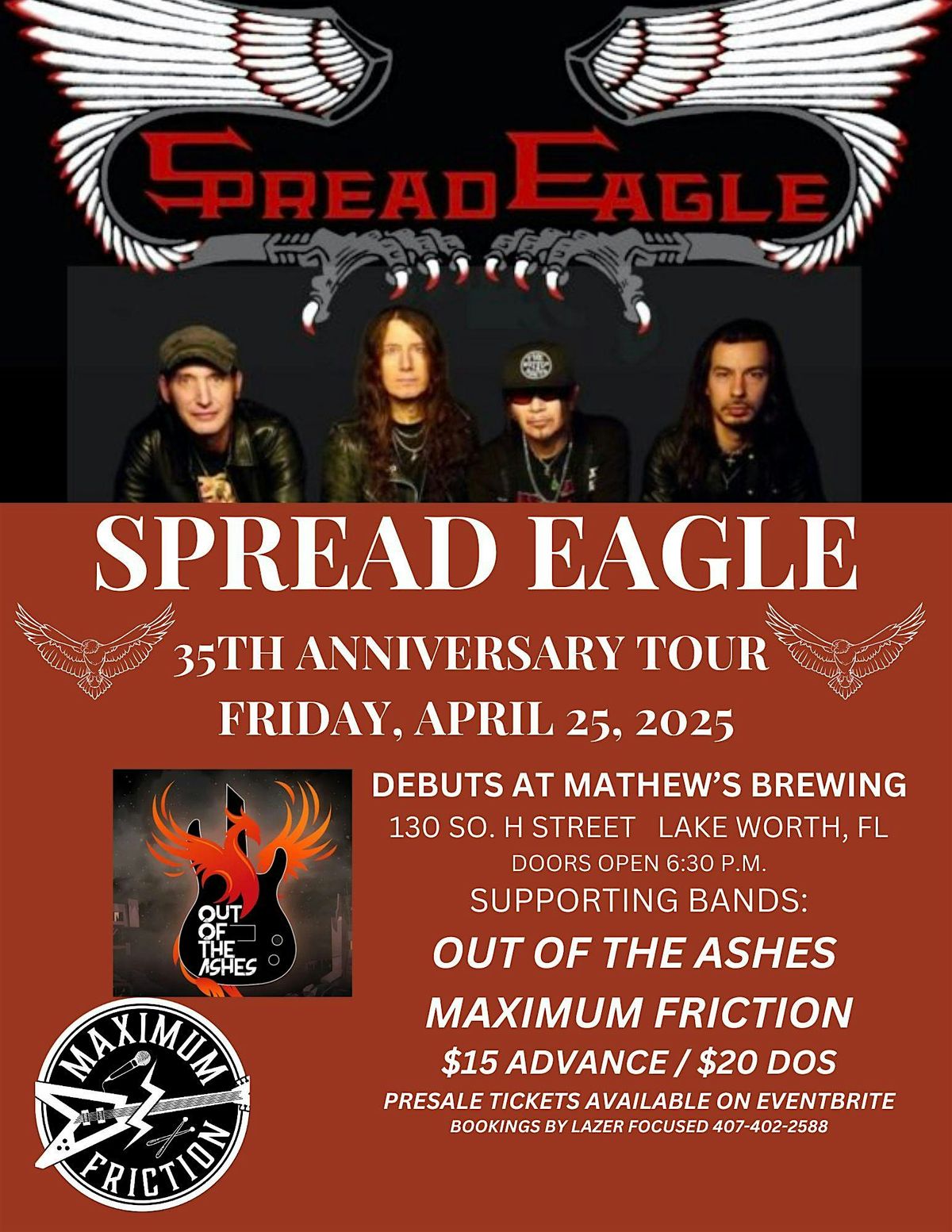 SPREAD EAGLE BAND 35TH ANNIVERSARY TOUR DEBUTS AT MATHEWS BREWING, Mathews Brewing Company, Lake ...