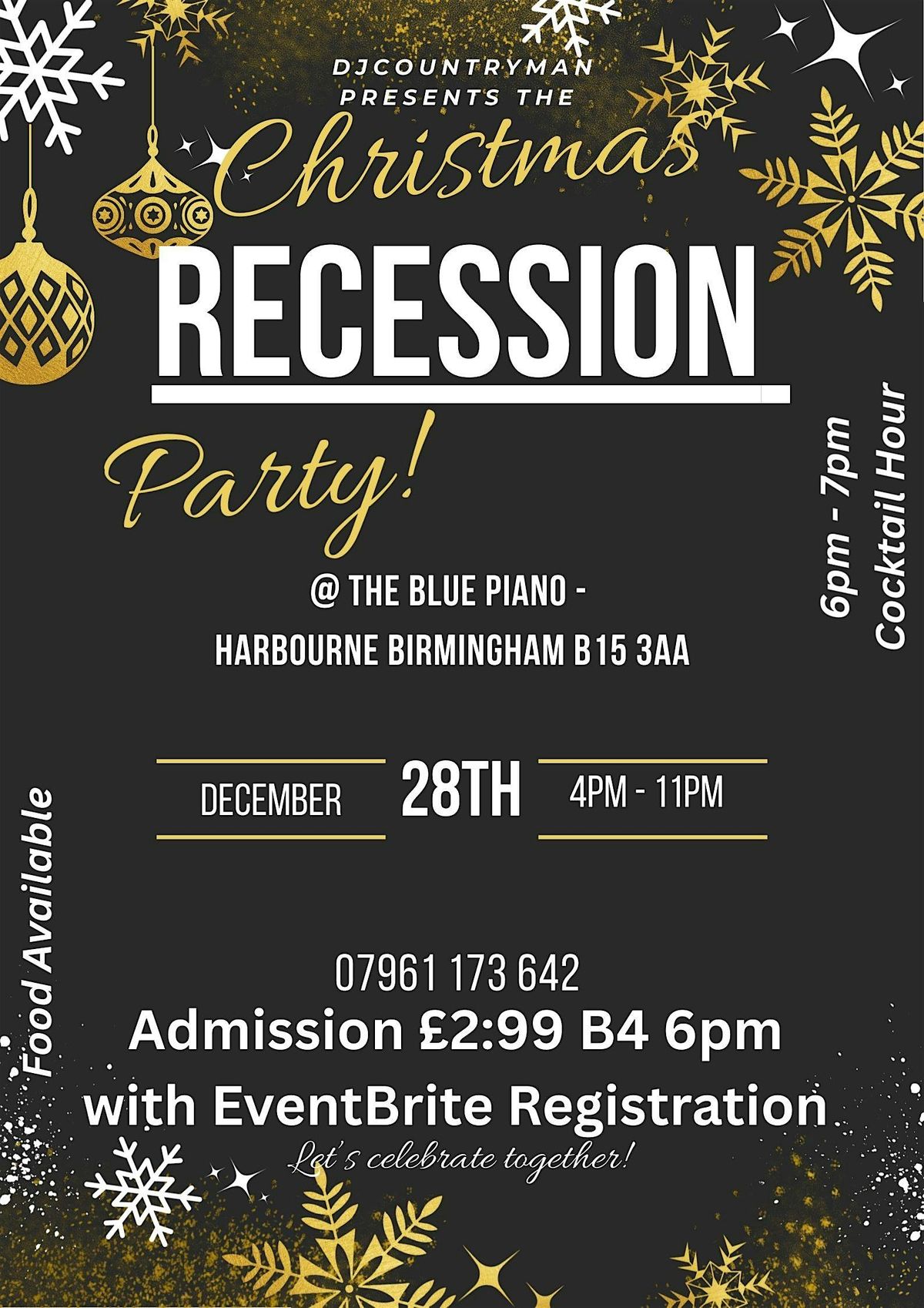 Christmas Recession Party, The Blue Piano, Birmingham, 28 December 2025 ...