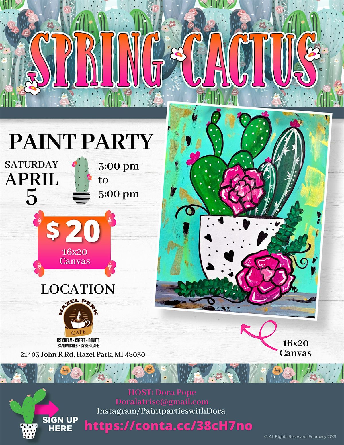 PaintPartywithDora x Hazel Perk Cafe, Hazel Perk Cafe, Hazel Park, 5 ...