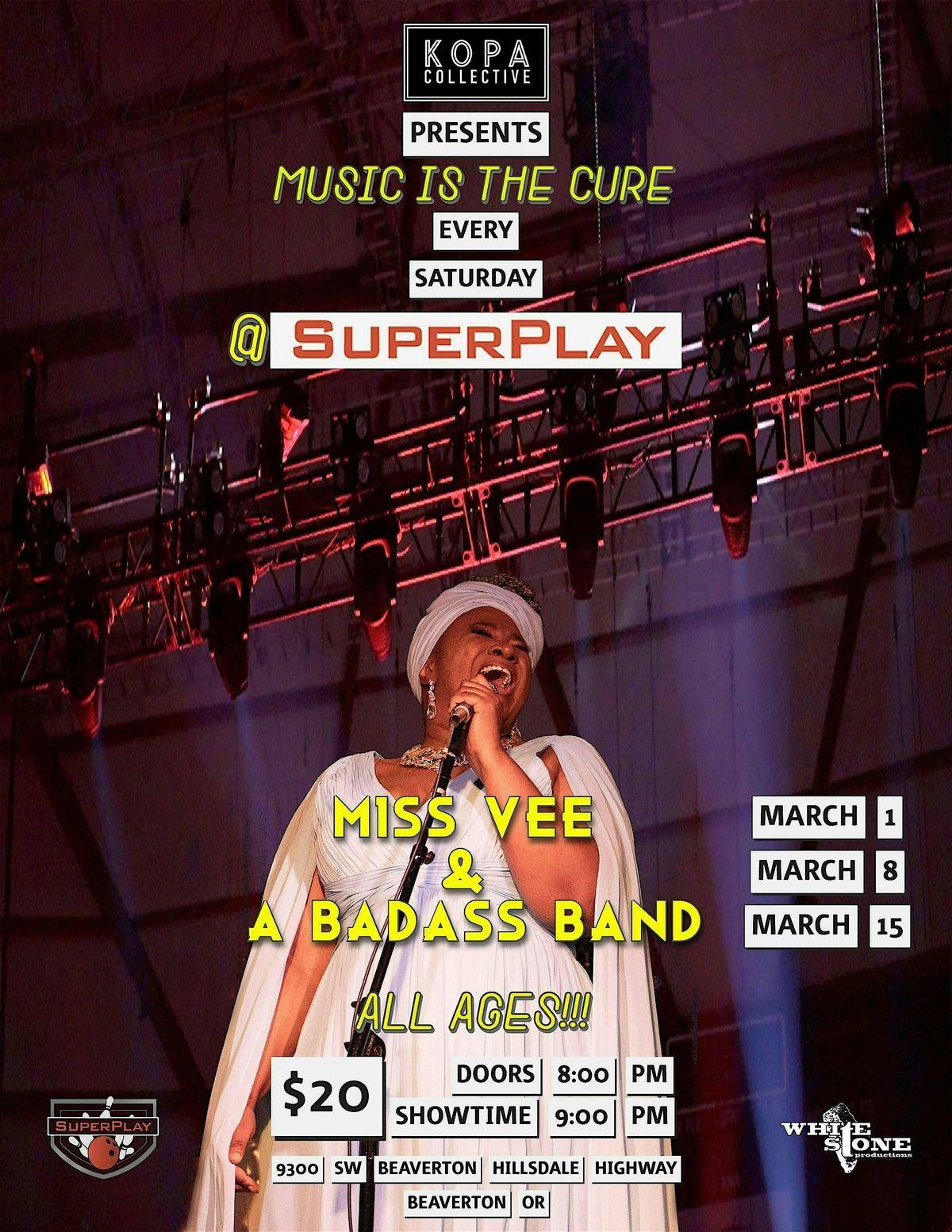 Ms Vee & A Bad Ass Band, SuperPlay, Beaverton, 1 March to 15 March ...