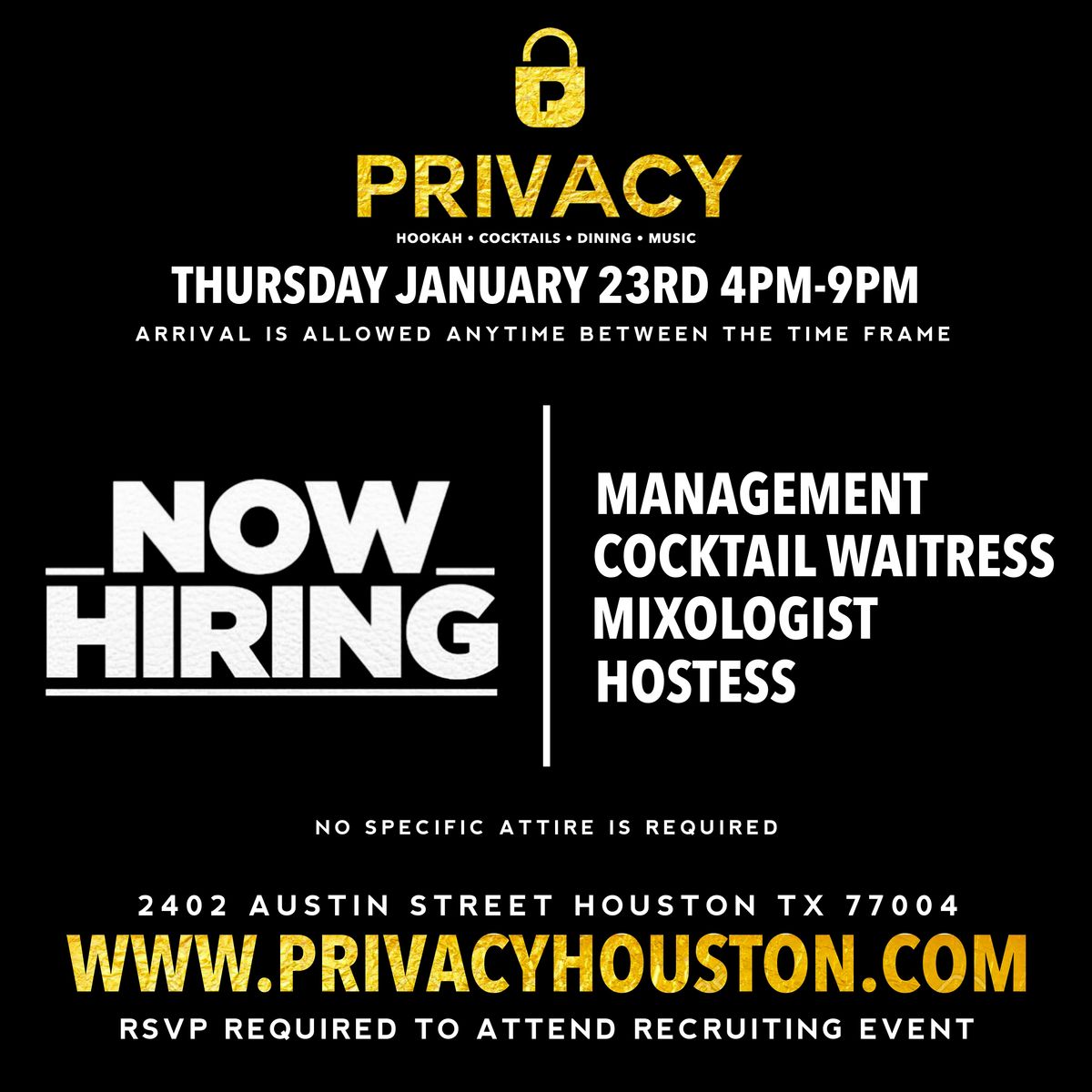 NOW HIRING! HOUSTON TOP VENUES - WAITRESS, MIXOLOGIST, HOSTESS, 2402 ...
