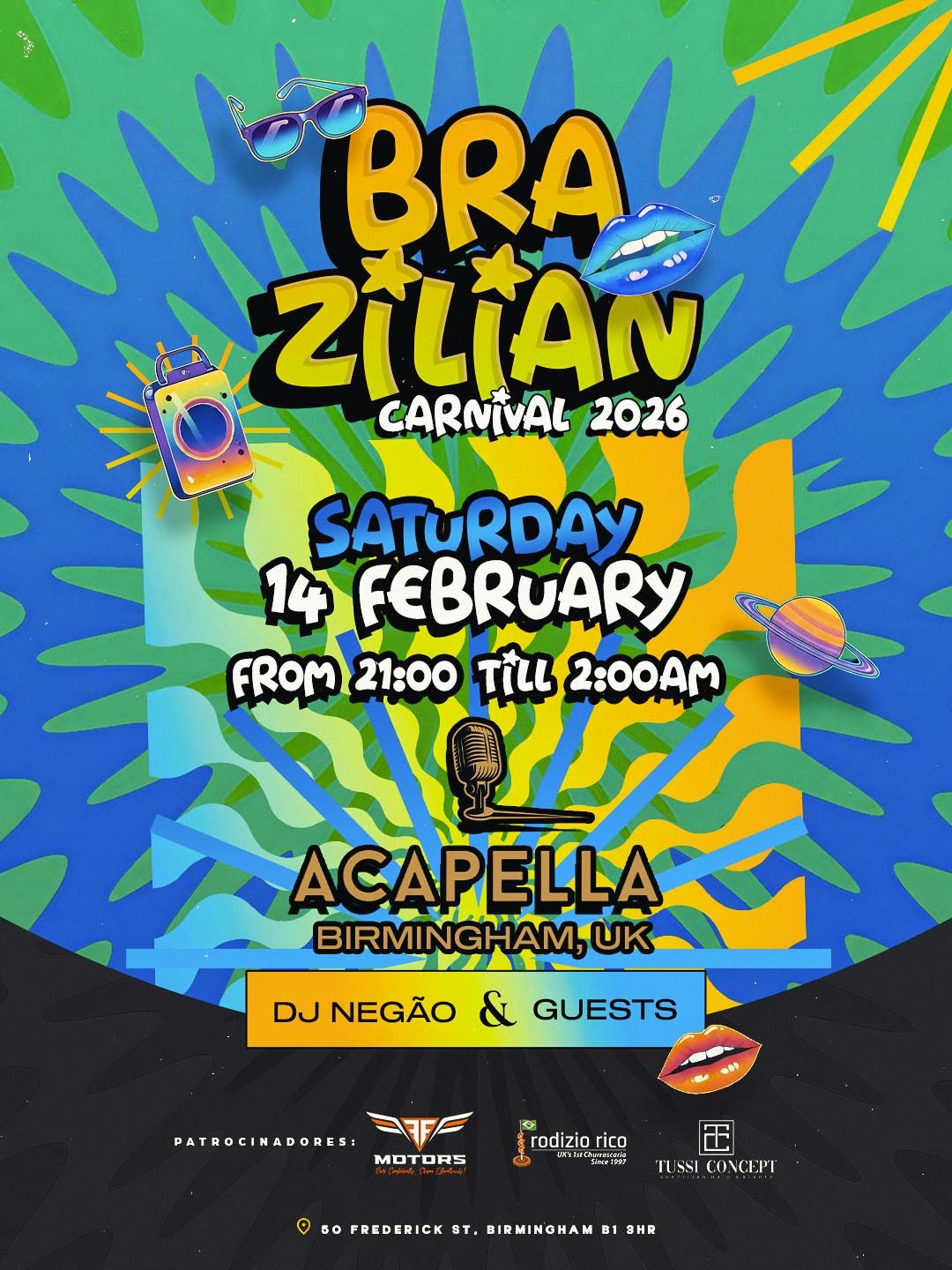 BRAZILIAN CARNIVAL BIRMINGHAM 2026 , Acapella, Birmingham, 14 February ...