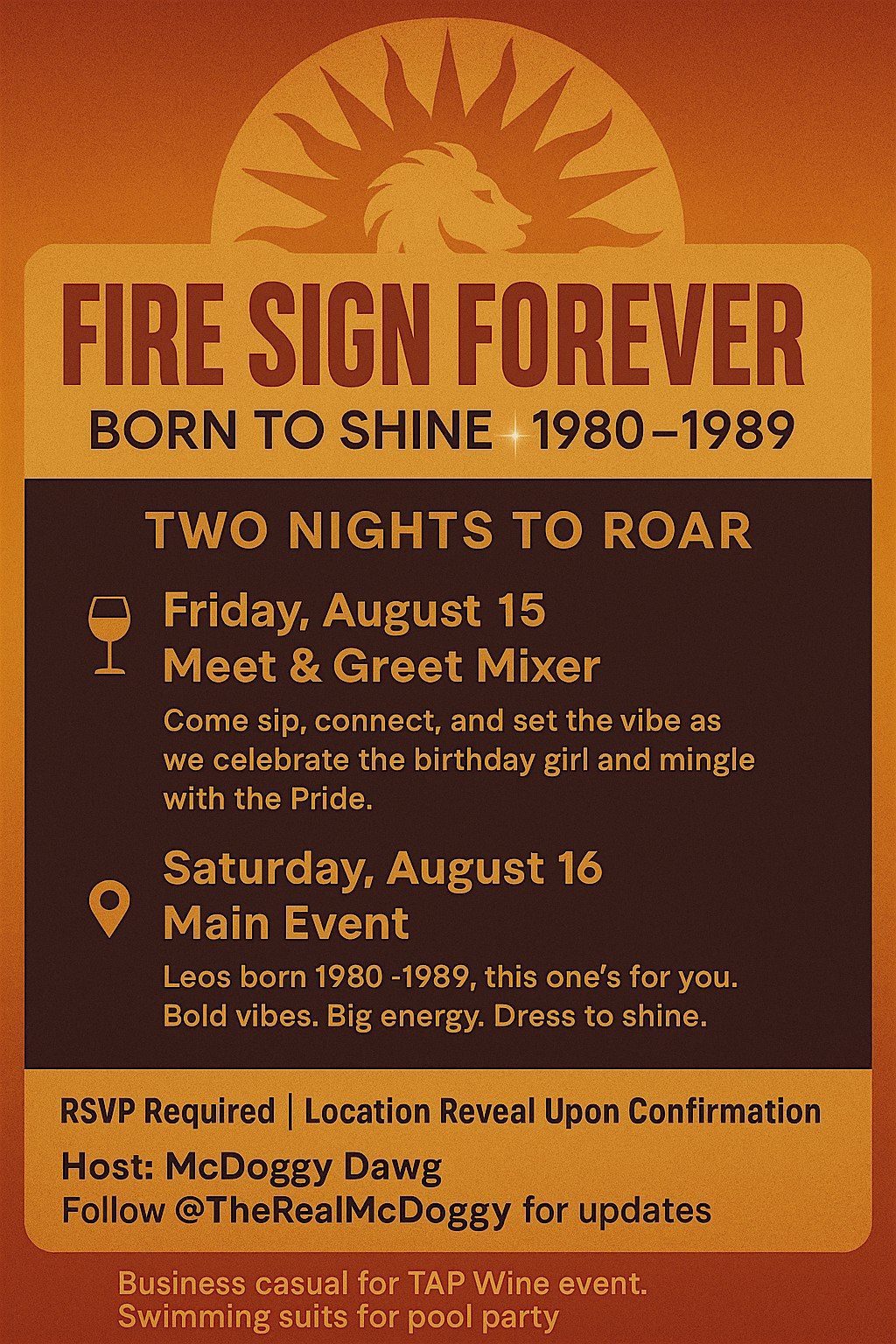 Fire Sign Forever: Born to Shine 1980-89, 16 August 2025 | AllEvents