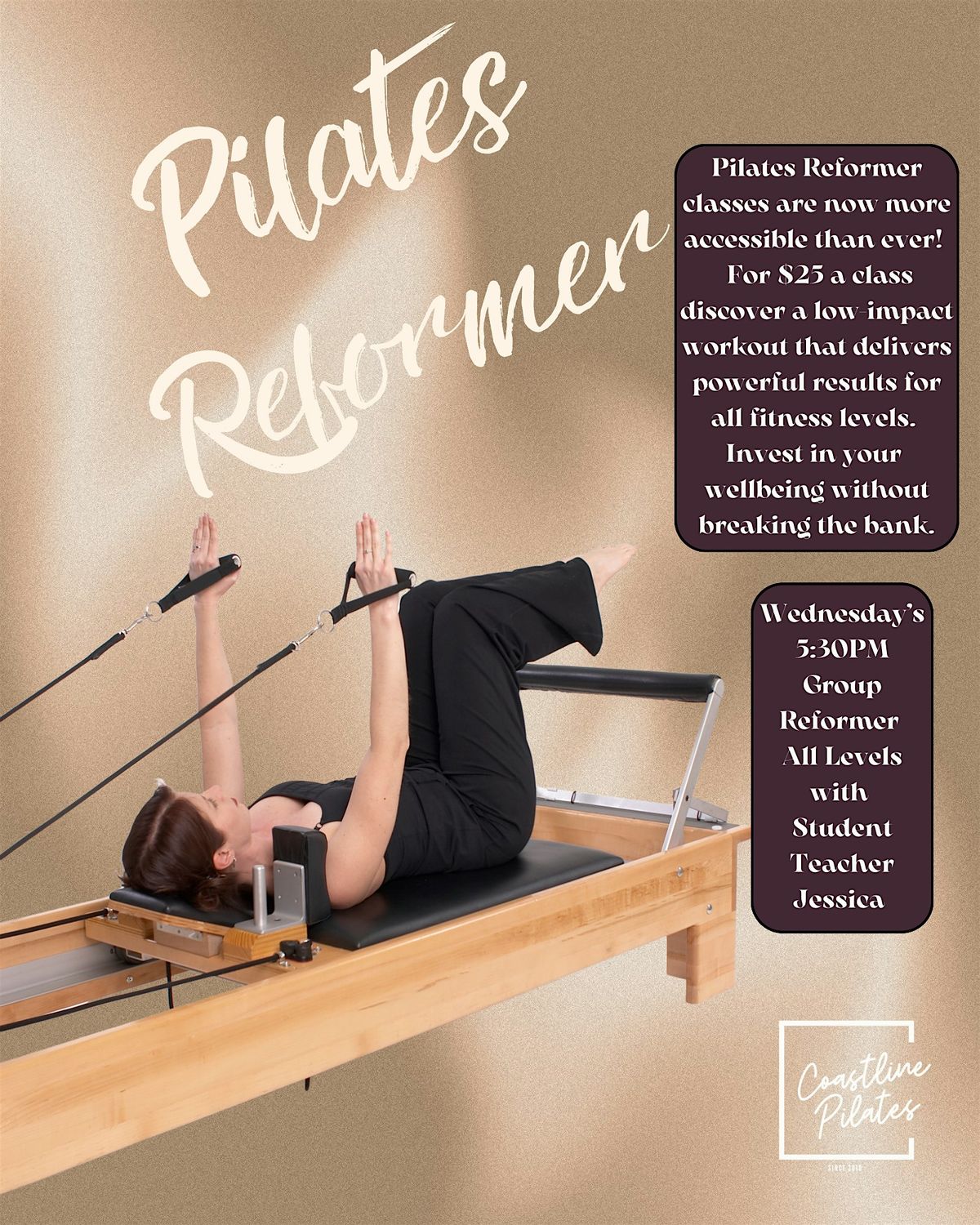 Pilates Reformer Class for only $25 with Student Teacher Jessica ...