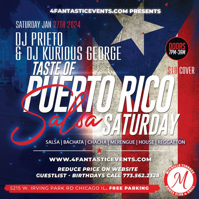 TASTE OF PUERTO RICO Salsa Saturday @ Michella’s Nightclub, Michella ...