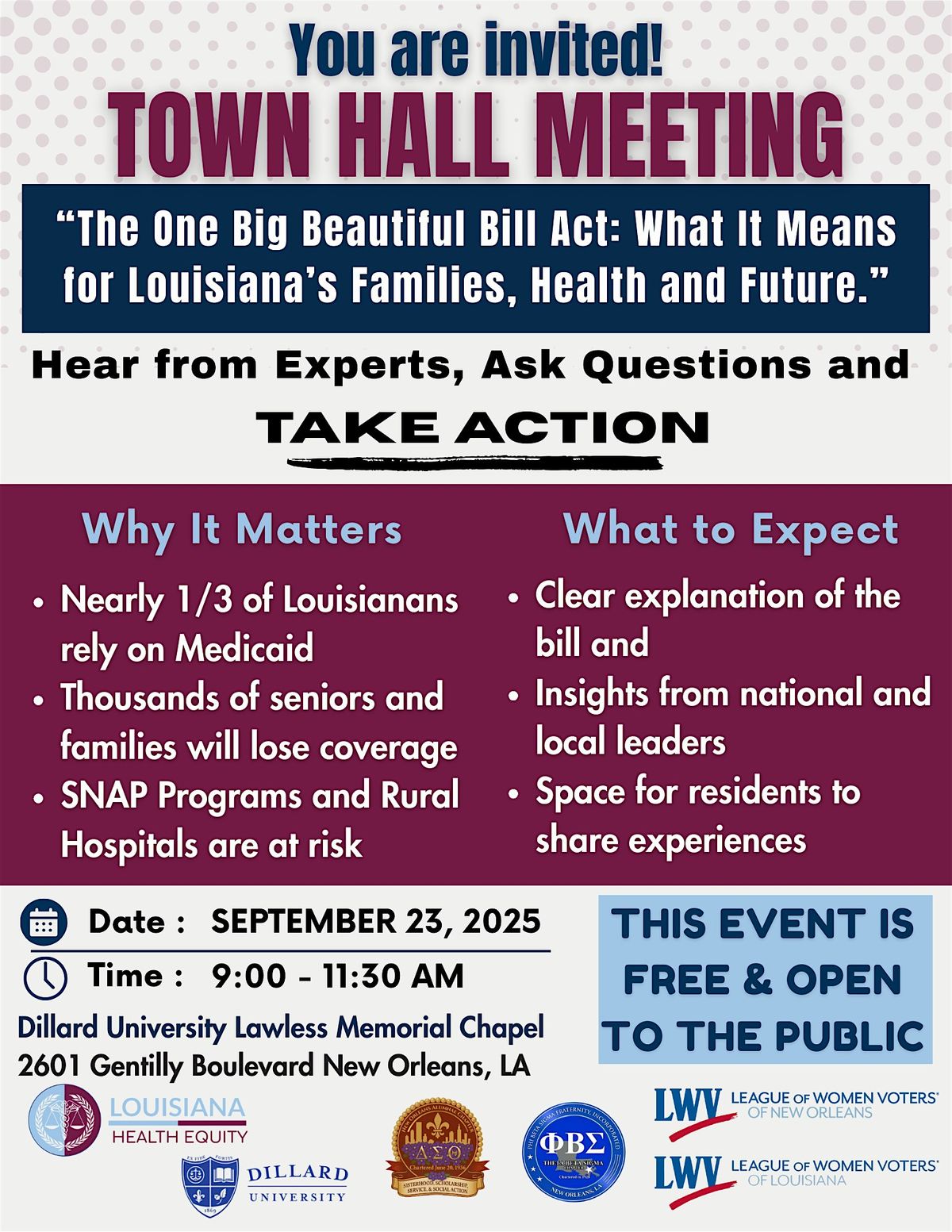 Town Hall on "The One Big Beautiful Bill Act", Dillard University, New ...