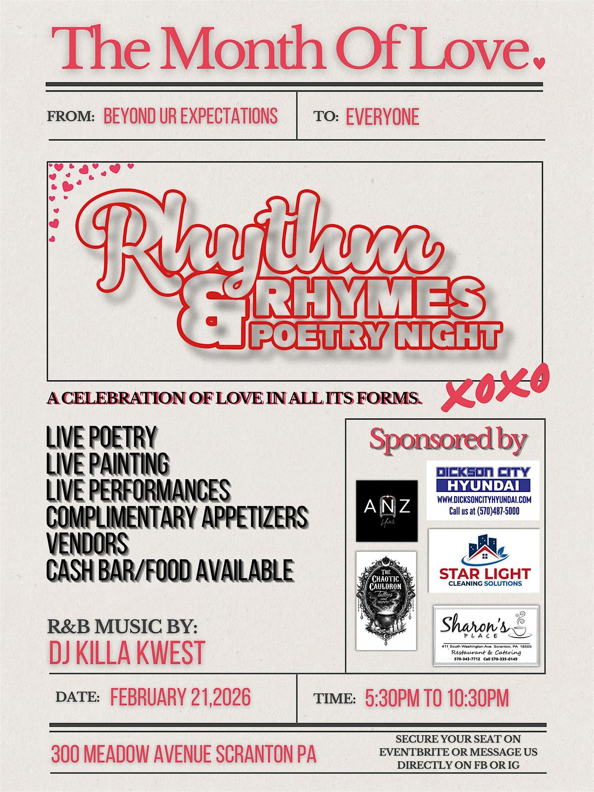 Rhythm & Rhymes Poetry Night, 300 Meadow Ave, Scranton, 21 February ...