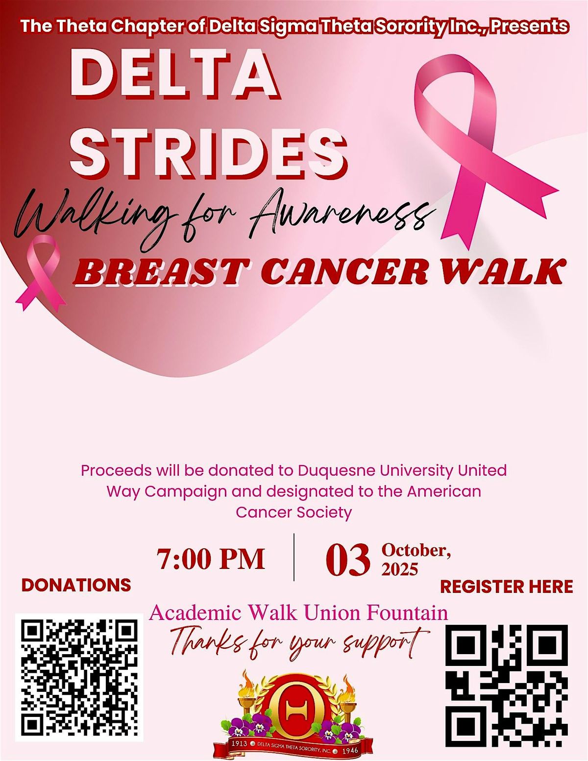 Theta Chapter Breast Cancer Walk, Duquesne Union, Pittsburgh, 3 October ...