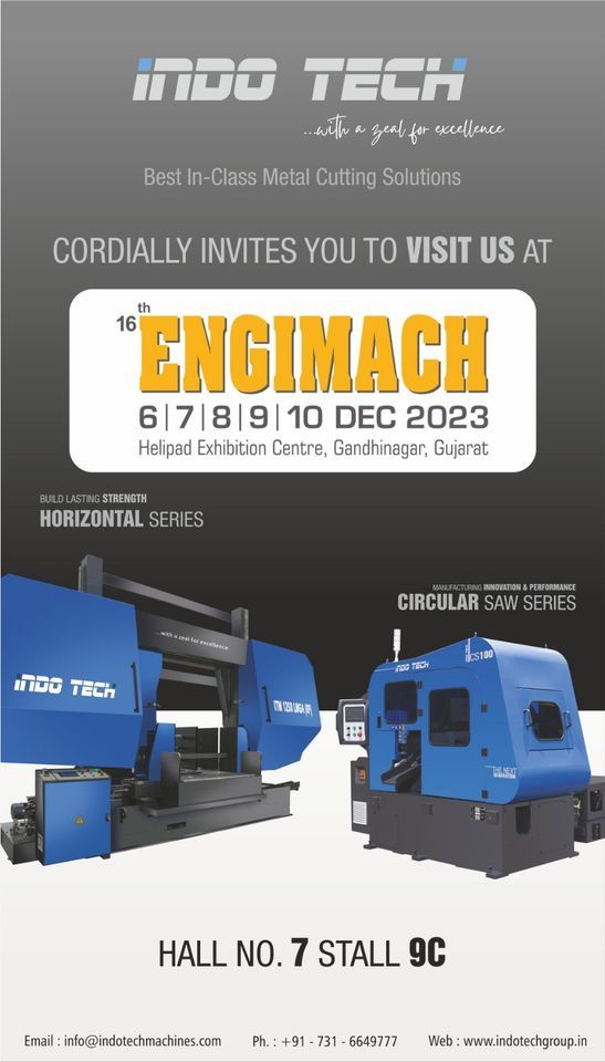 ENGIMACH 2023 | Indotech Bandsaw, Exhibition Centre, Near Town Hall ...