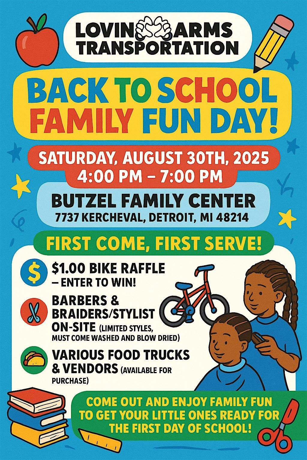 Loving Arms Gives Back to School Event, Butzel Family Recreation Center ...