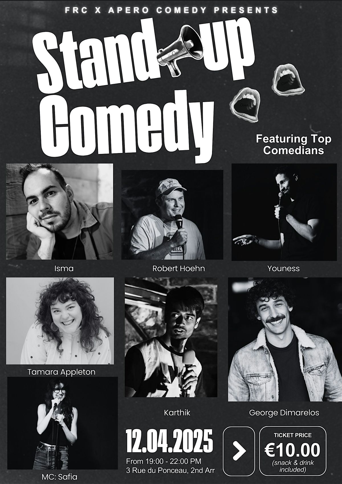 FRC x Apero Comedy Nights Mixer, 3 Rue du Ponceau, Paris, 12 April 2025 ...