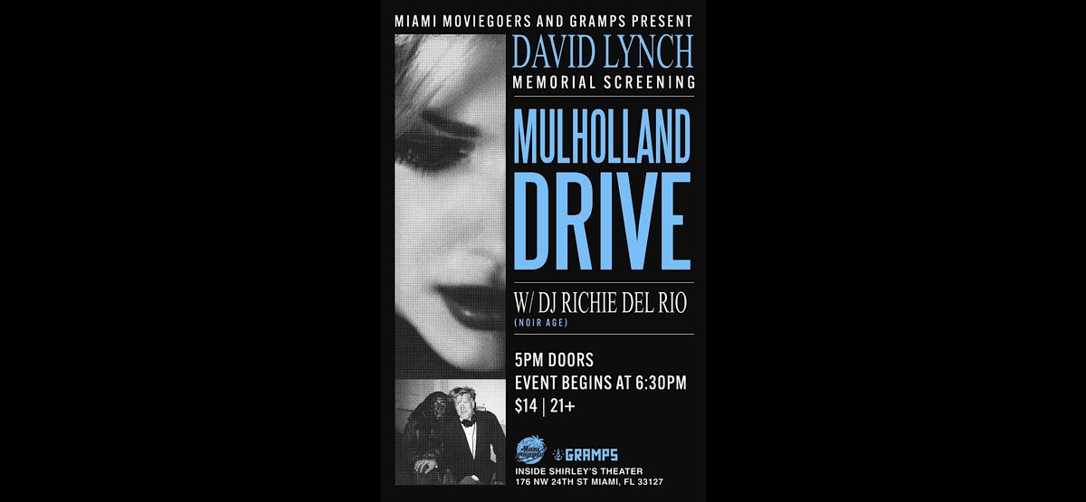David Lynch Memorial Screening: Mulholland Drive, Shirley's Theater ...