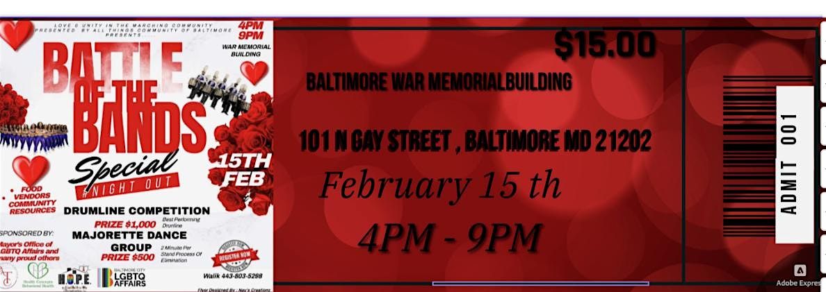 Battle of the Bands Special Night Out, Baltimore War Memorial, 15 ...