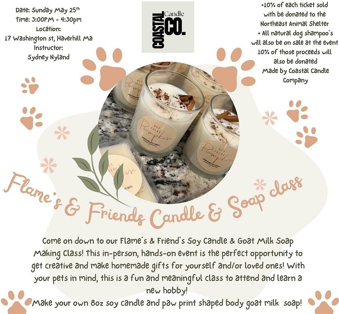 Flame’s and Friends Paw print Candle & Soap making class, Orquidea ...
