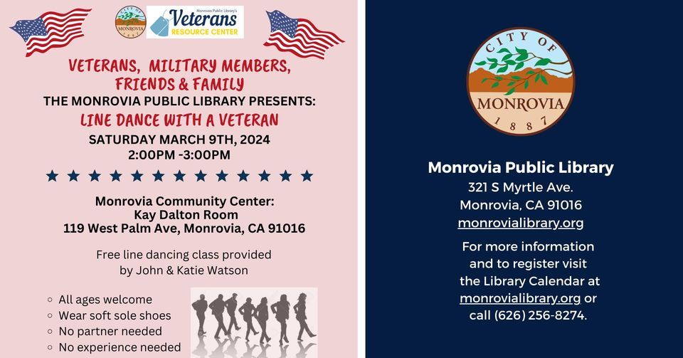 Line Dance with a Veteran, Monrovia Community Center, 9 March 2024 ...