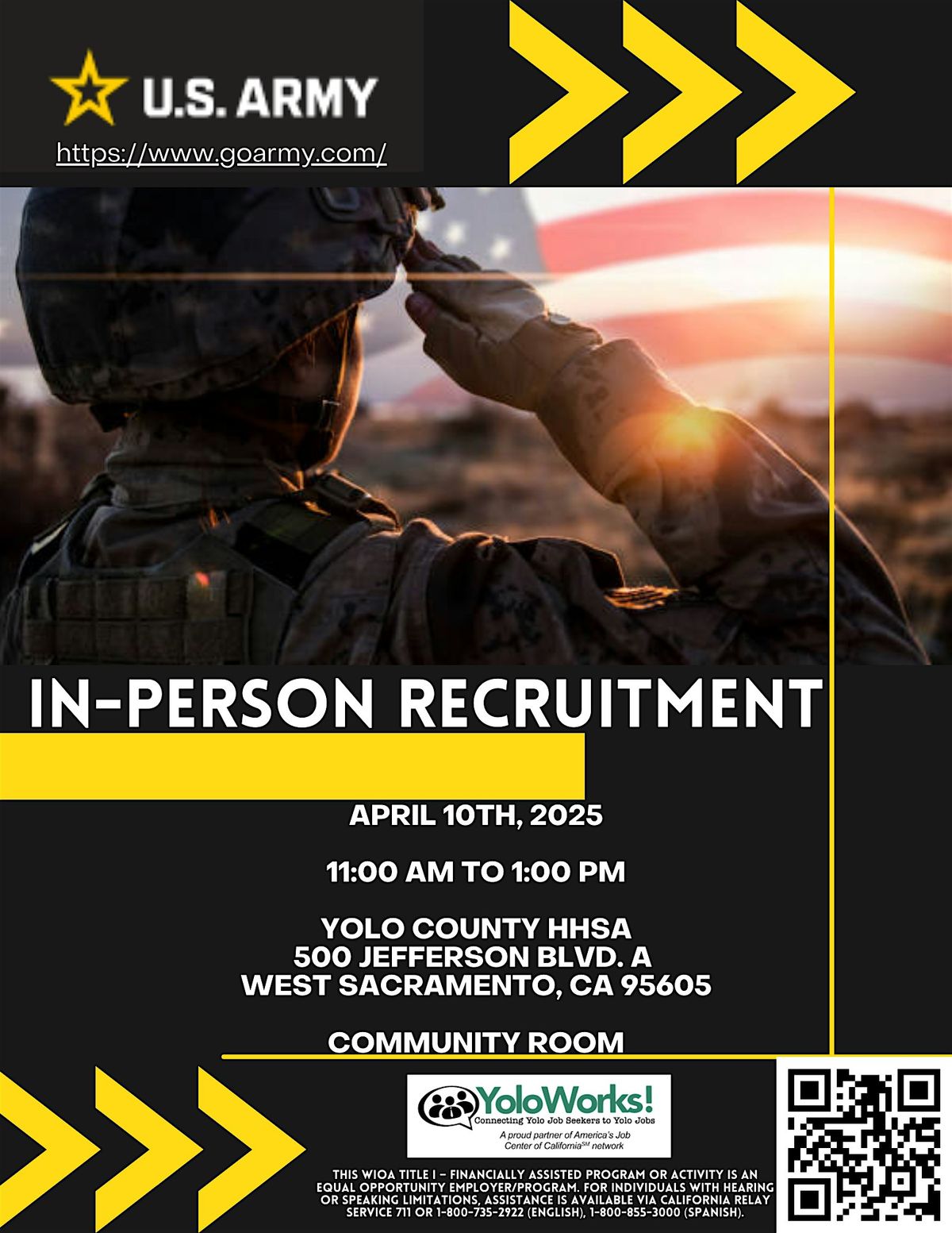 US Army Recruitment Event, 500 Jefferson Blvd, West Sacramento, 10 ...