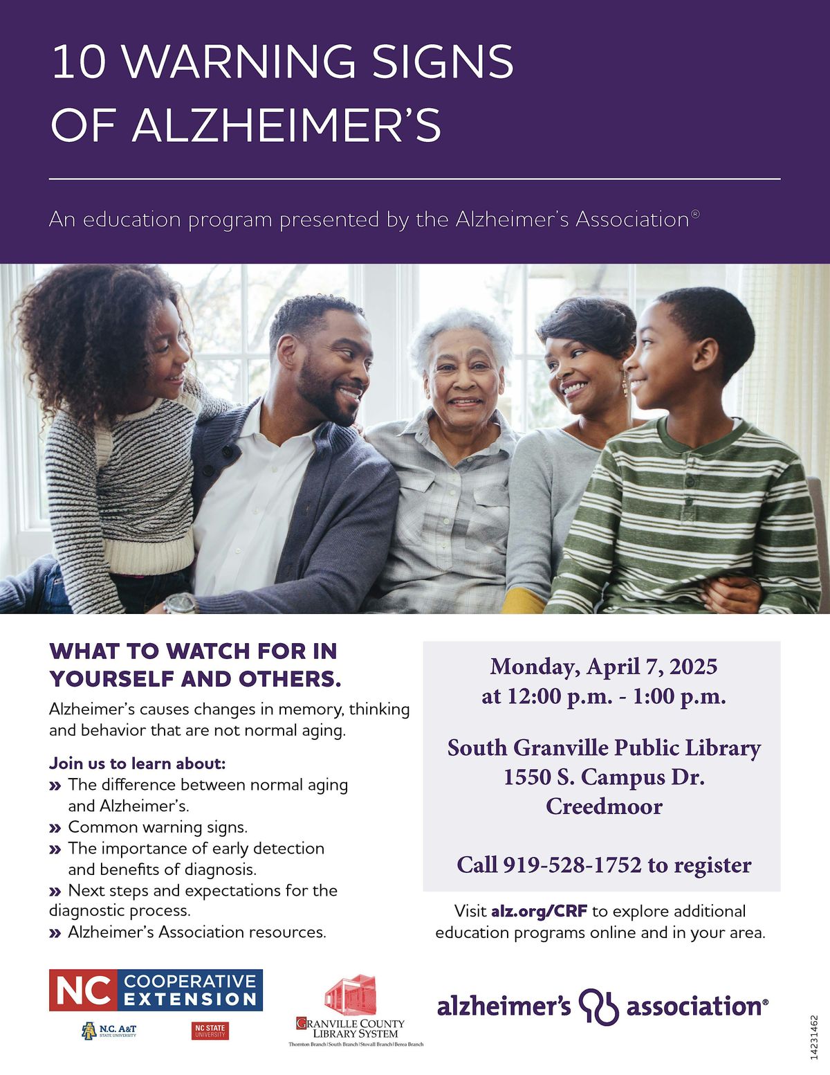 10 Warning Signs of Alzheimers, South Granville Public Library ...